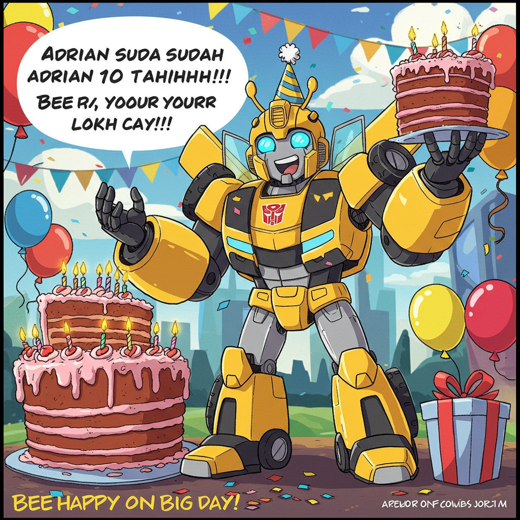 1) Birthday AI Generated Card - Transformer, Bumble Bee, and (31cde)