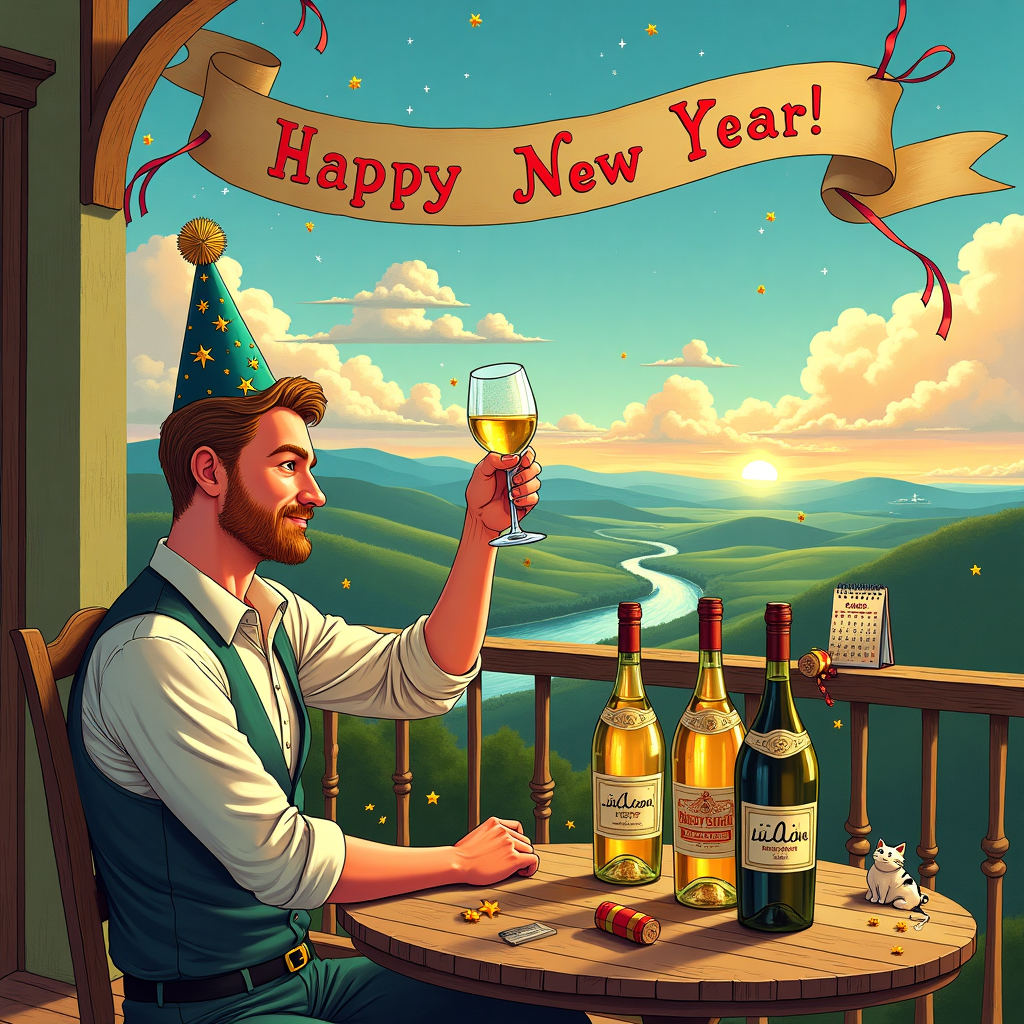 Evening Toasts New Year Cards - Silly Robot Cards