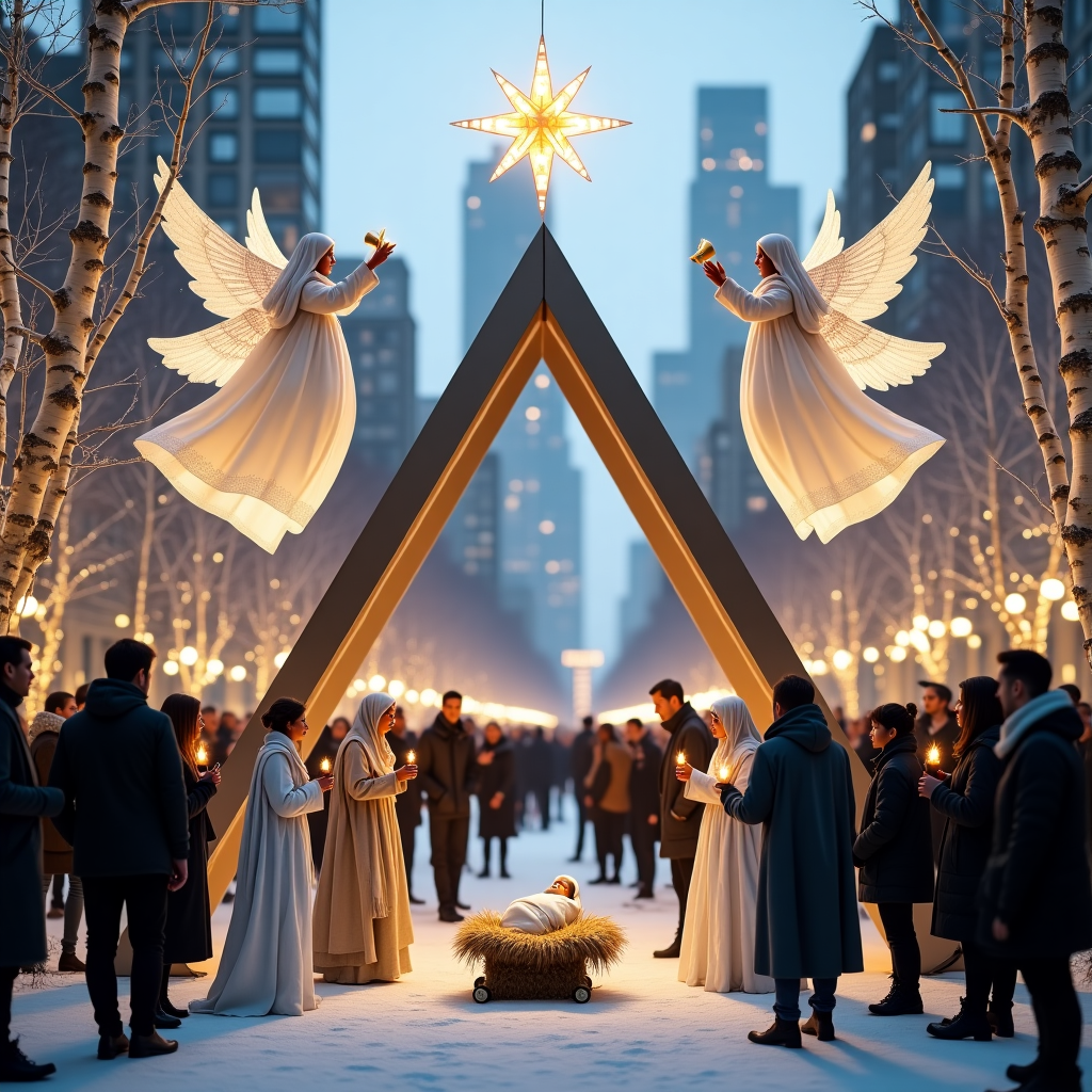 2) Christmas AI Generated Card - a modern nativity scene with beautiful ...