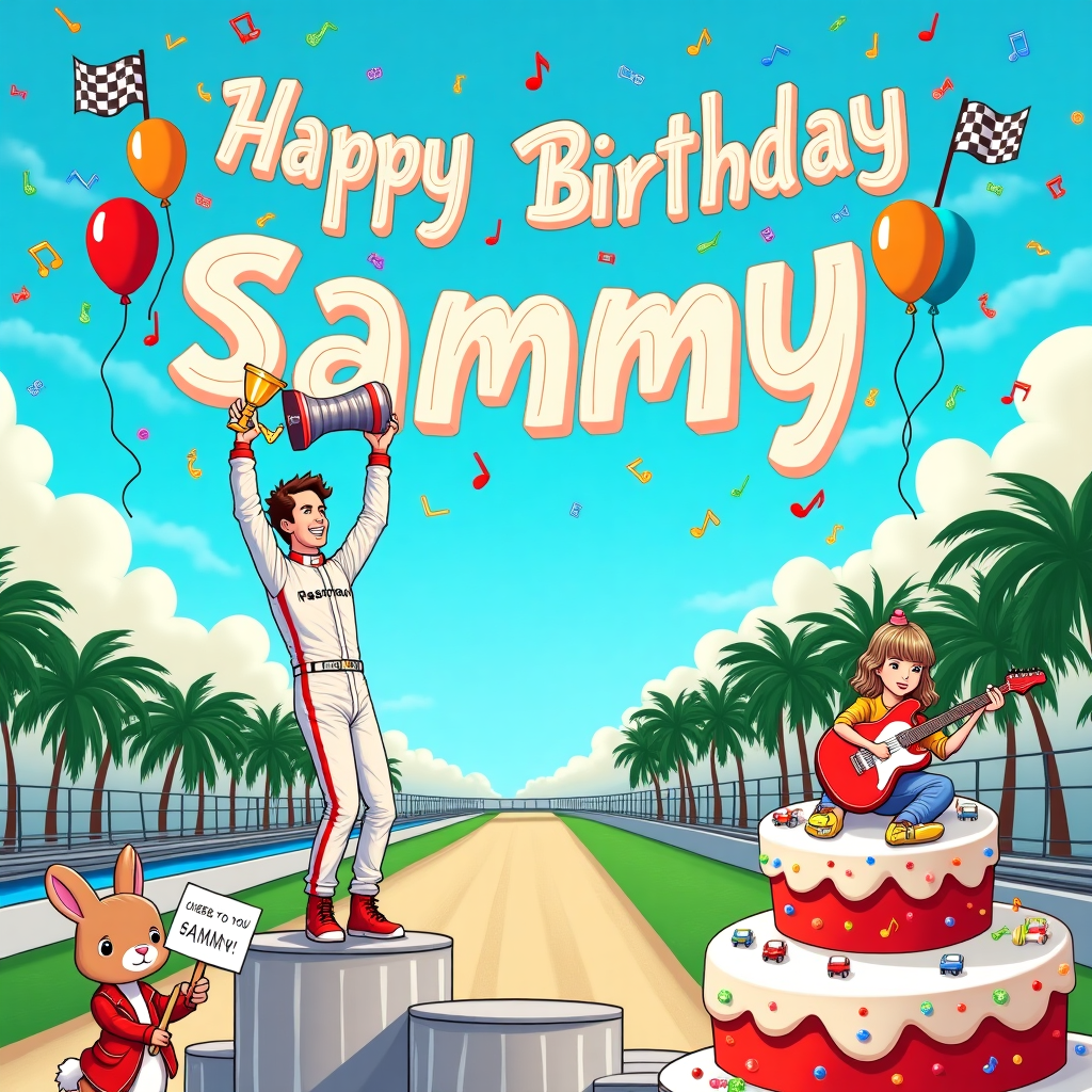 Miami Grand Prix Birthday Cards - Silly Robot Cards