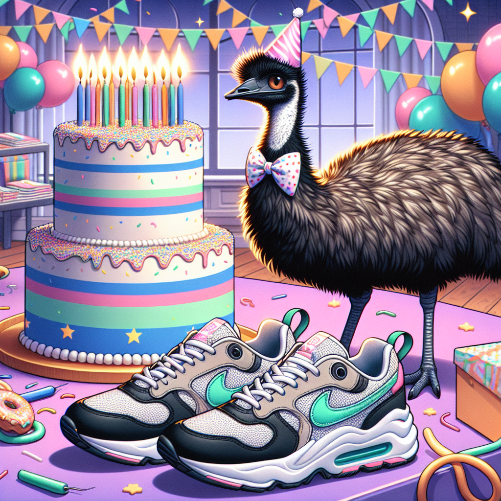 2) Birthday AI Generated Card - Emu, Cat, and Nike sneakers (24654)