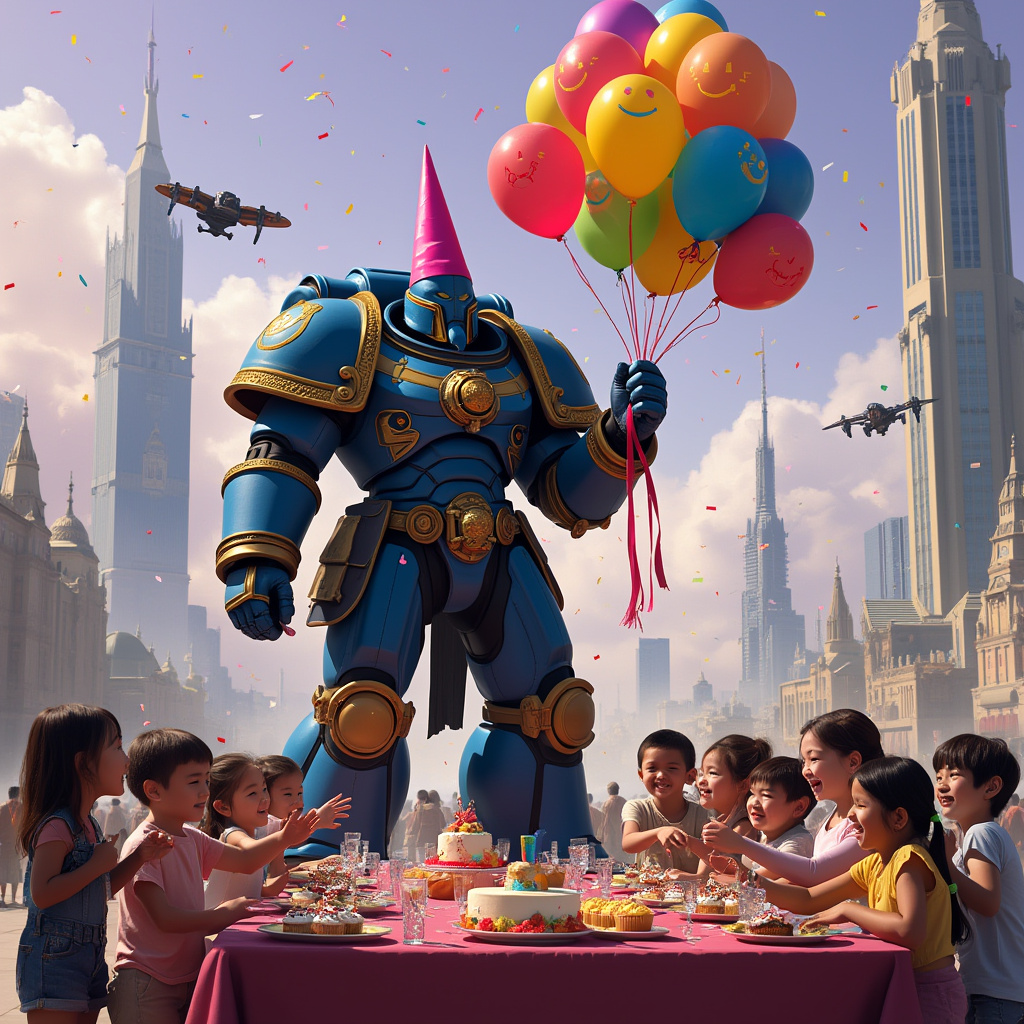 2) Birthday AI Generated Card - a warhammer space marine wearing a ...