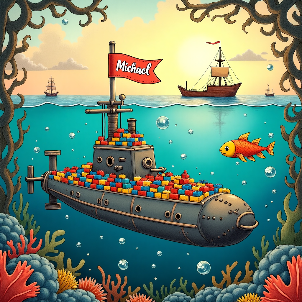 U-Boat Submarine Birthday Cards - Silly Robot Cards