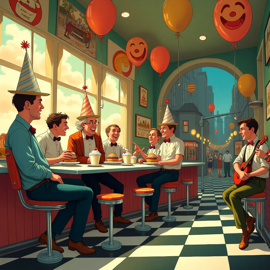 Degeneration of 1930s diner culture Birthday Cards - Silly Robot Cards