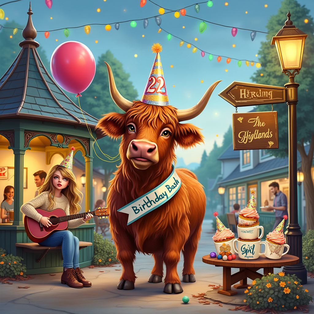 1) Birthday AI Generated Card - Taylor Swift, Highland cow , and ...