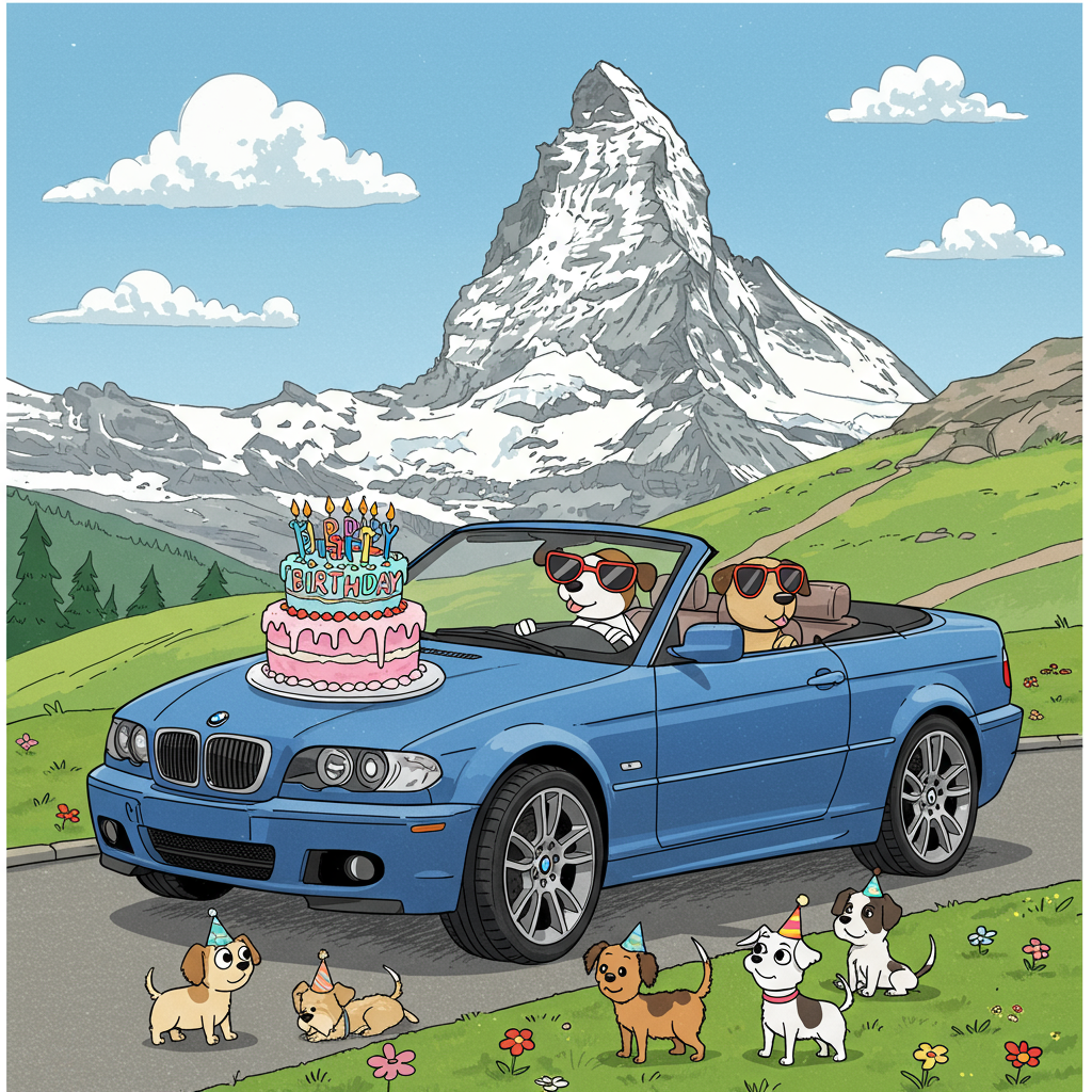 BMW Convertible Birthday Cards - Silly Robot Cards