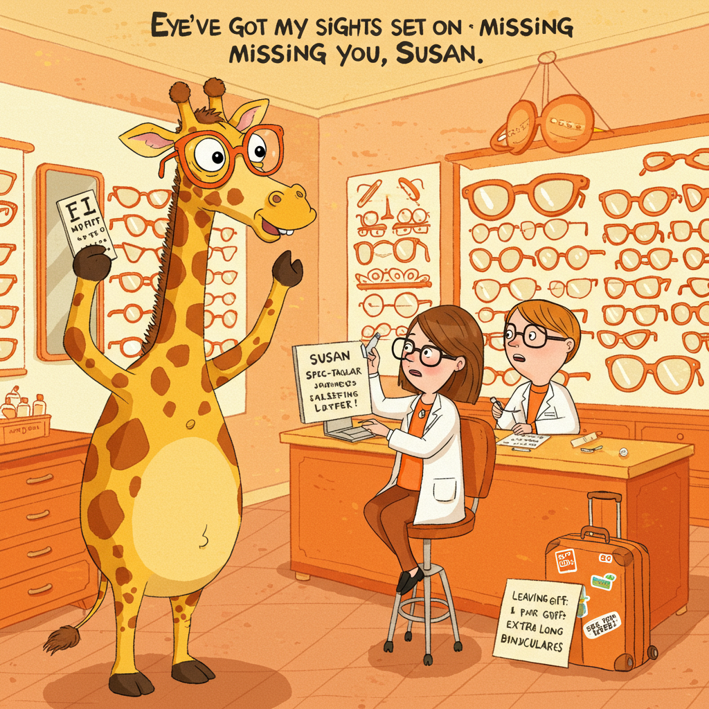 Opticians Farewell Cards - Silly Robot Cards