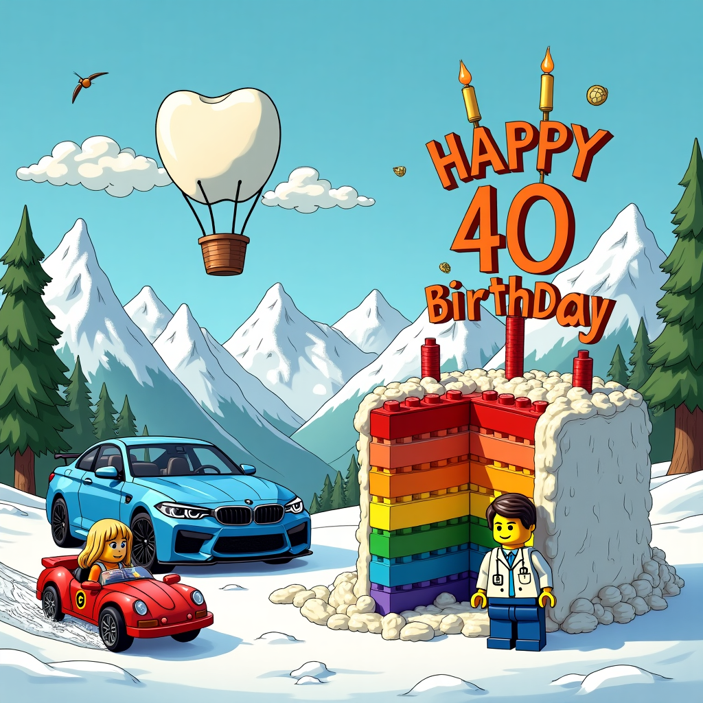 Alpine Landscape Birthday Cards - Silly Robot Cards