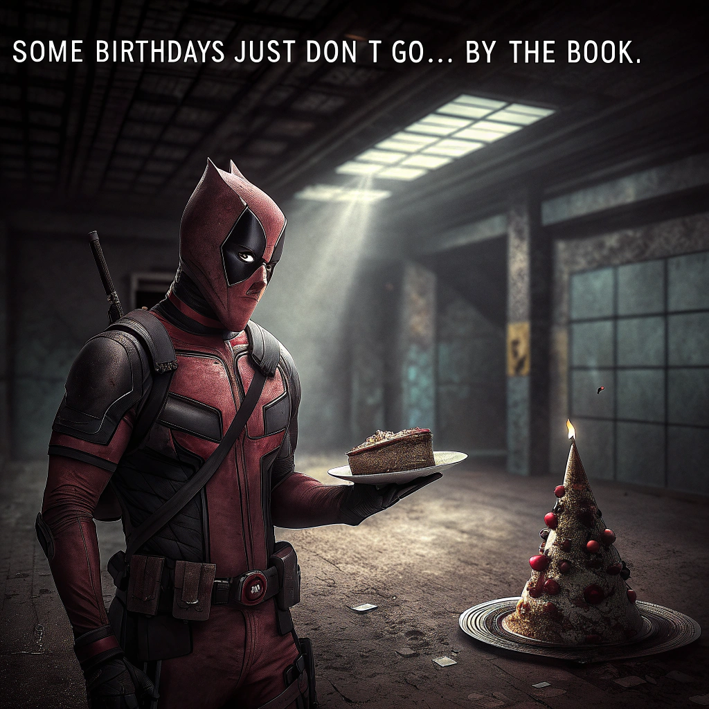 2) Birthday AI Generated Card - Deadpool , Big, scary Xenomorph wearing ...