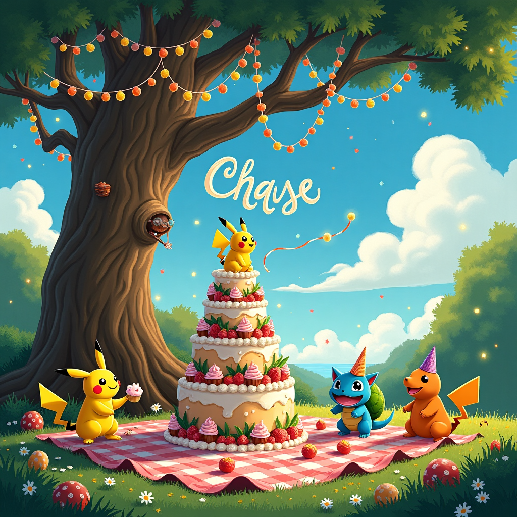2) Birthday AI Generated Card - Pokemon wearing party hats, Pikachu ...