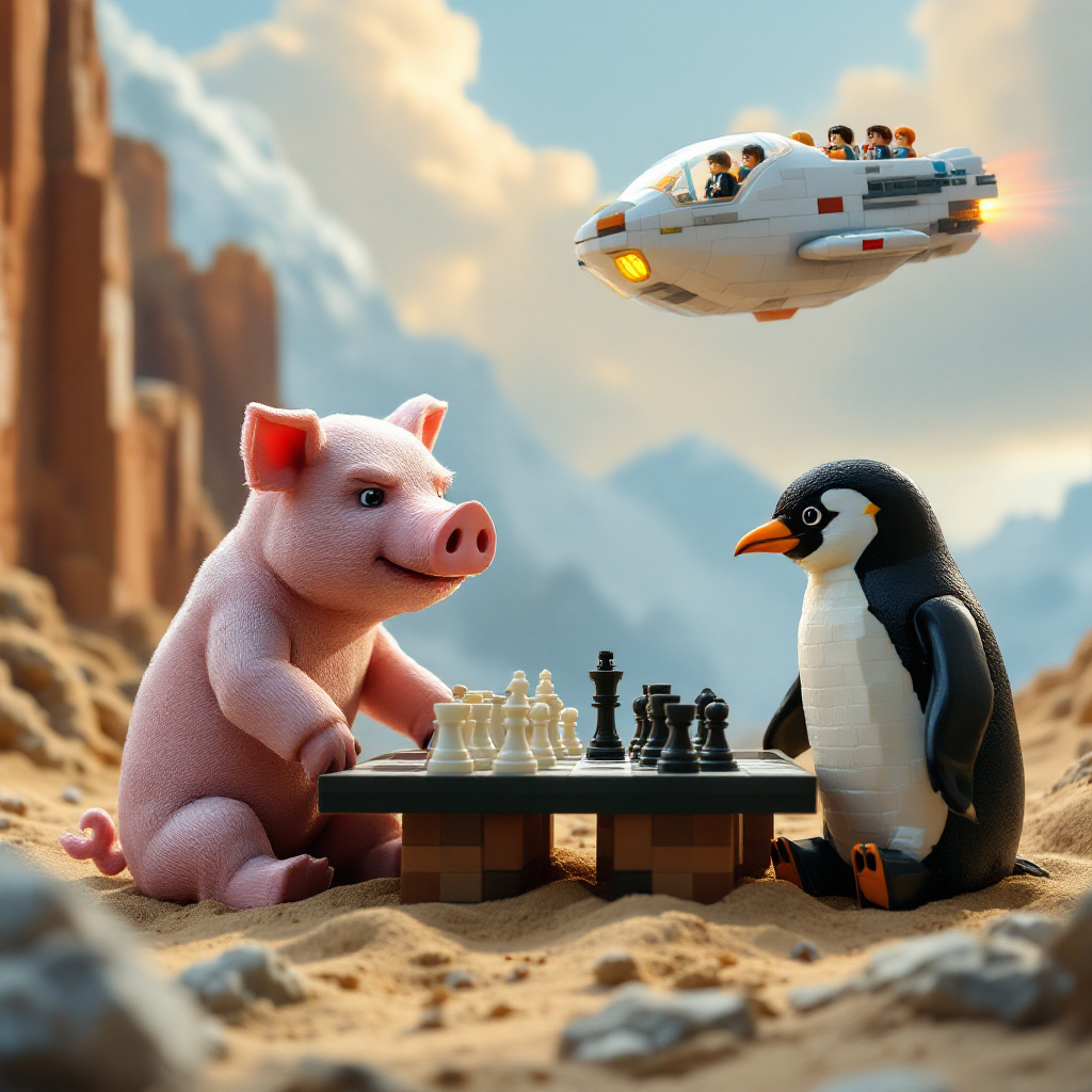 2) Birthday AI Generated Card - Minecraft pigs playing chess with ...
