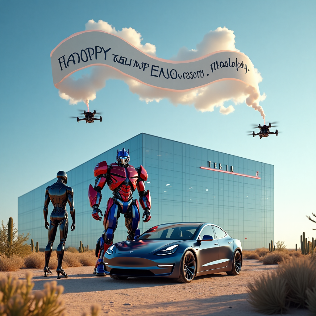 Tesla Robot Anniversary Cards - Silly Robot Cards