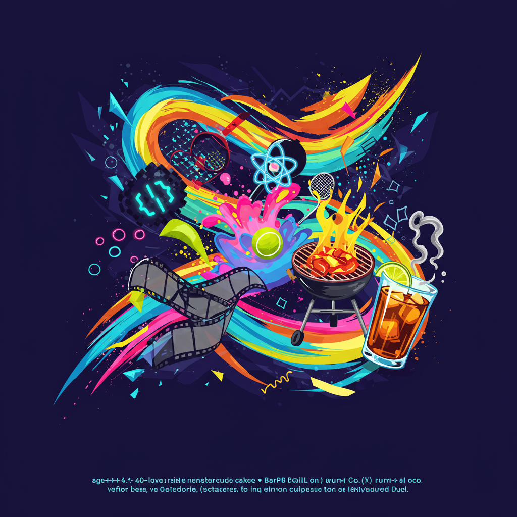 1) Birthday AI Generated Card - Writing code, science, tennis, animation, bar-b-que, rum and ...