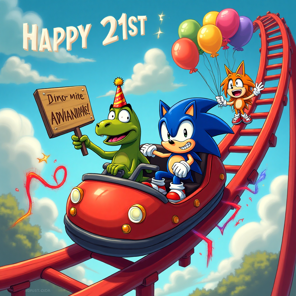 1) Birthday AI Generated Card - Rollercoaster, YouTube, t-rex, sonic ...