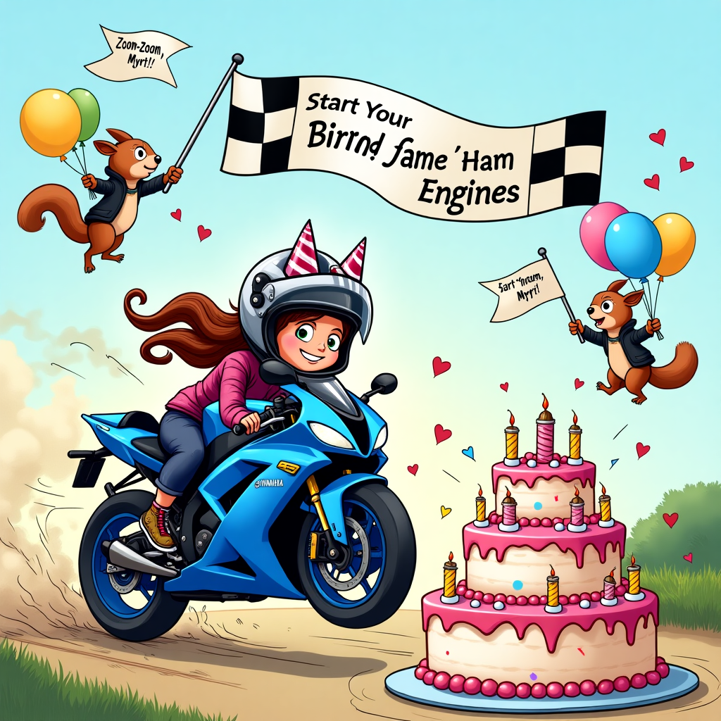 Blue Yamaha R1 Motorcycle Birthday Cards - Silly Robot Cards