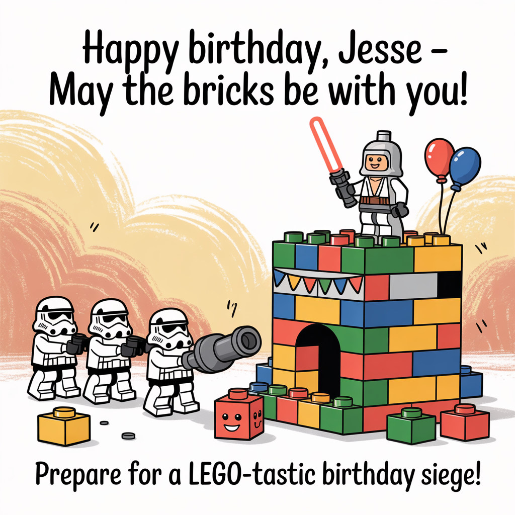 1) Birthday AI Generated Card - Siege, Star wars, Legos, and (e0958)