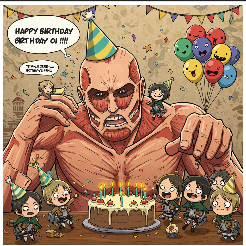 1) Birthday AI Generated Card - Attack on titan, and (59fcd)
