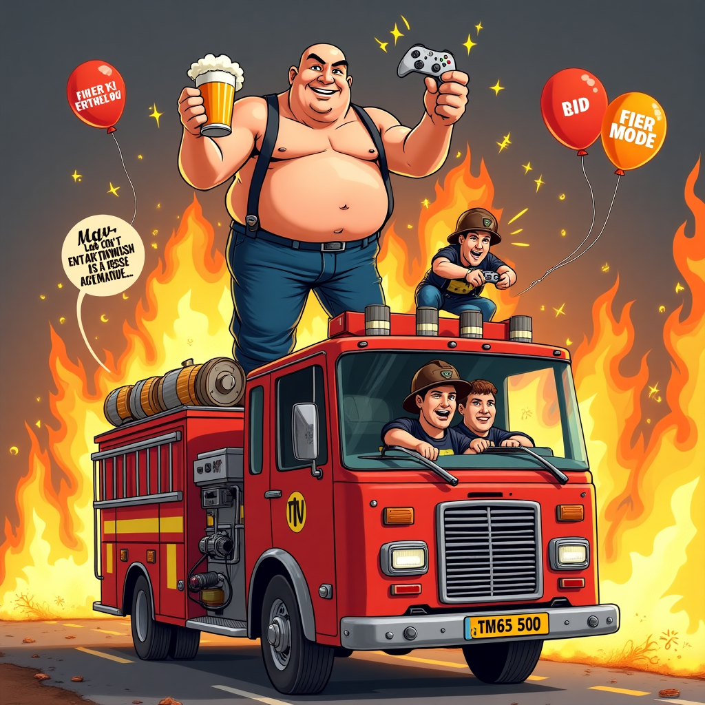 Bald Fireman Birthday Cards - Silly Robot Cards