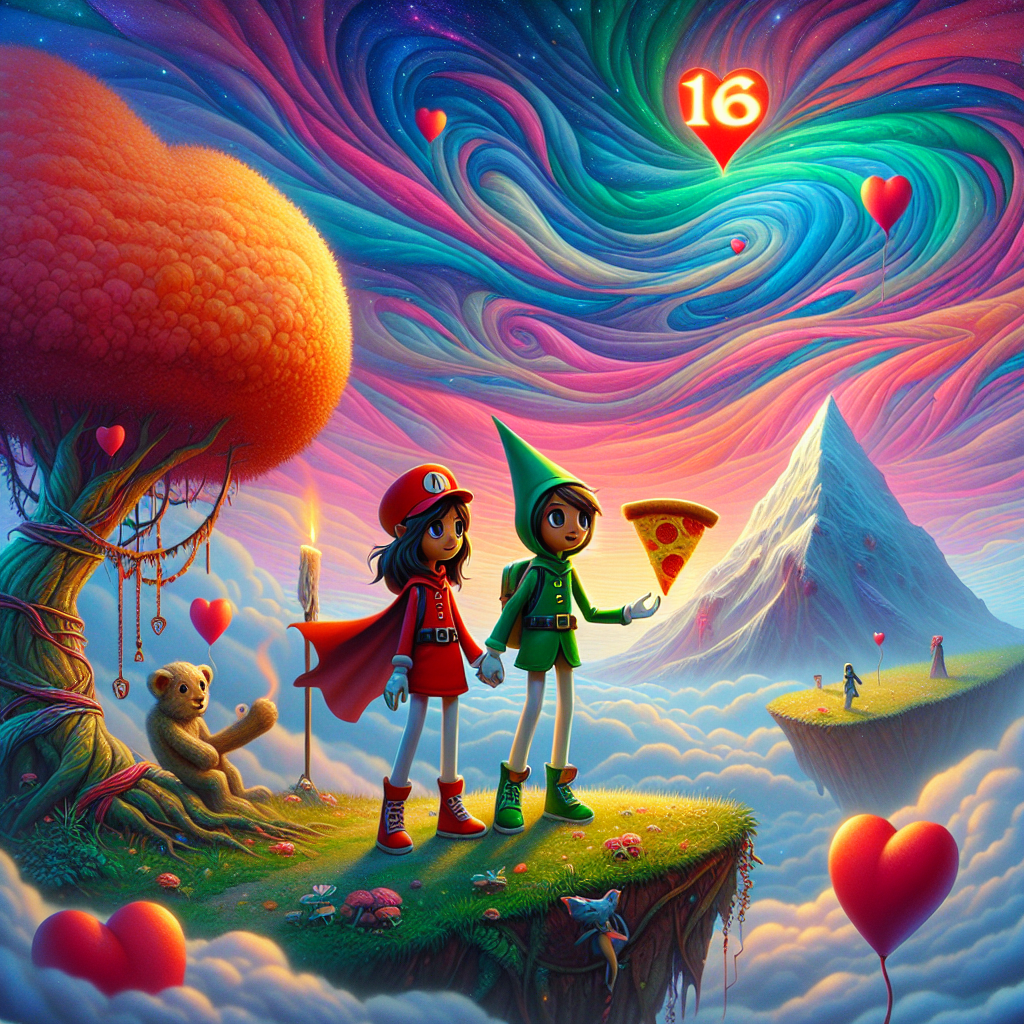 1) Birthday AI Generated Card - 16th birthday , Mario & Link, Pizza ...