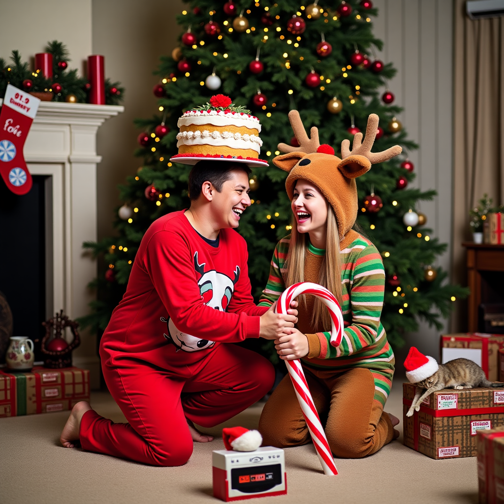 Cheesy Christmas Poses Christmas Cards - Silly Robot Cards