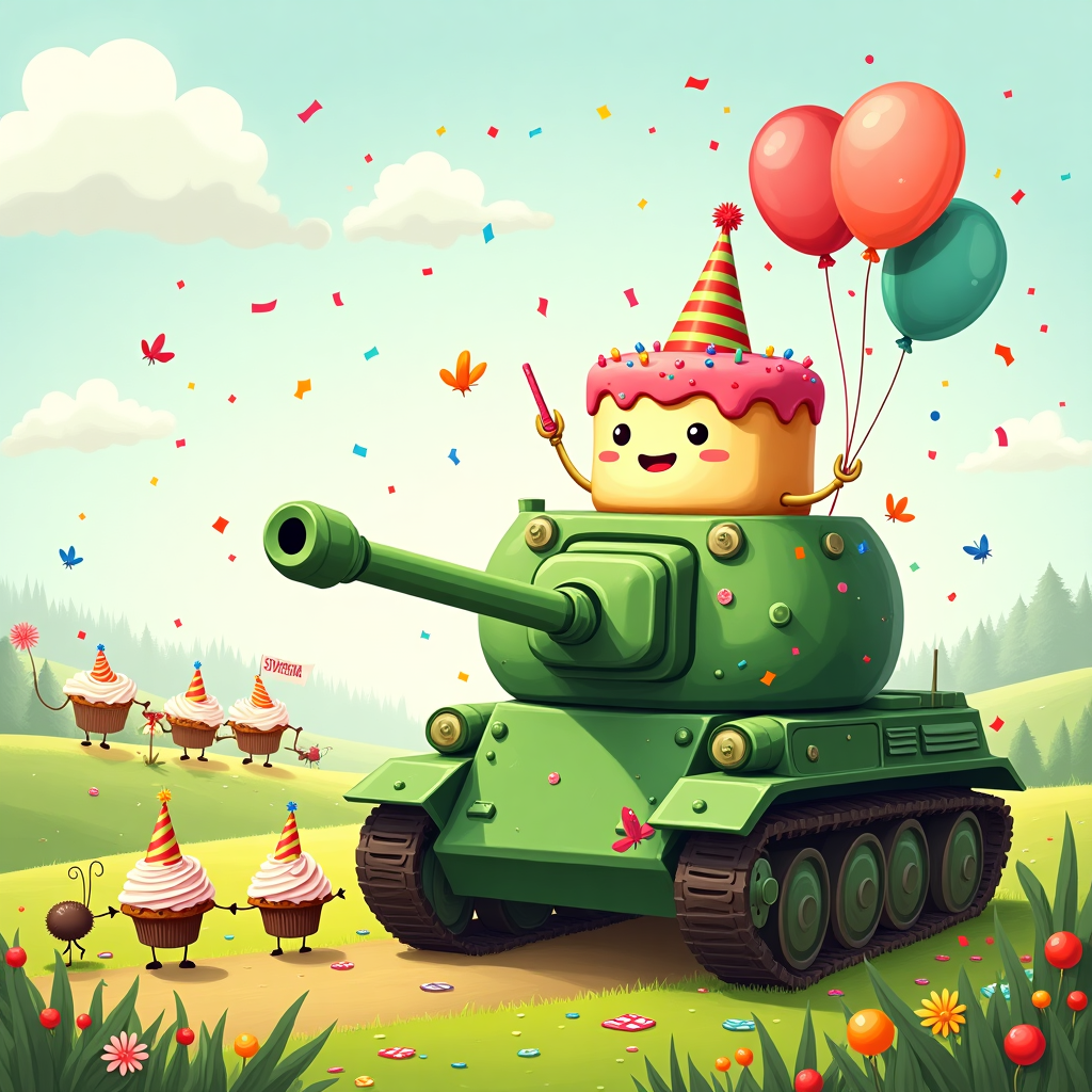 Military (Tank) themed Birthday Cards - Silly Robot Cards