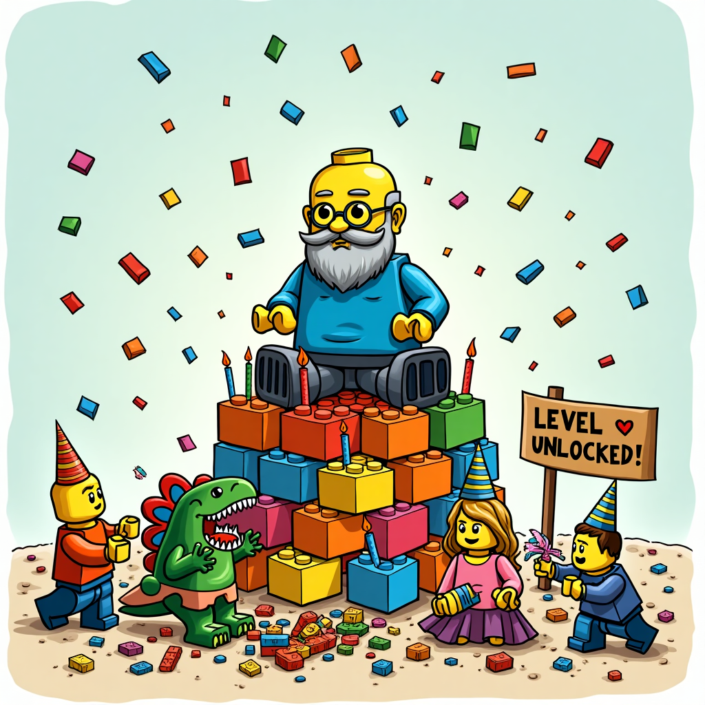 Pixelated Confetti Birthday Cards - Silly Robot Cards