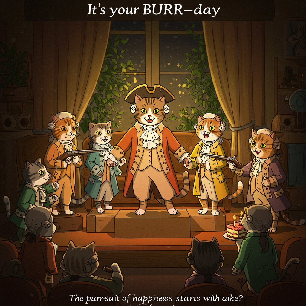1) Birthday AI Generated Card - Hamilton, Cats, and (c2236)