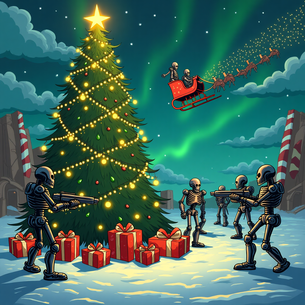 Festive Setting Christmas Cards - Silly Robot Cards