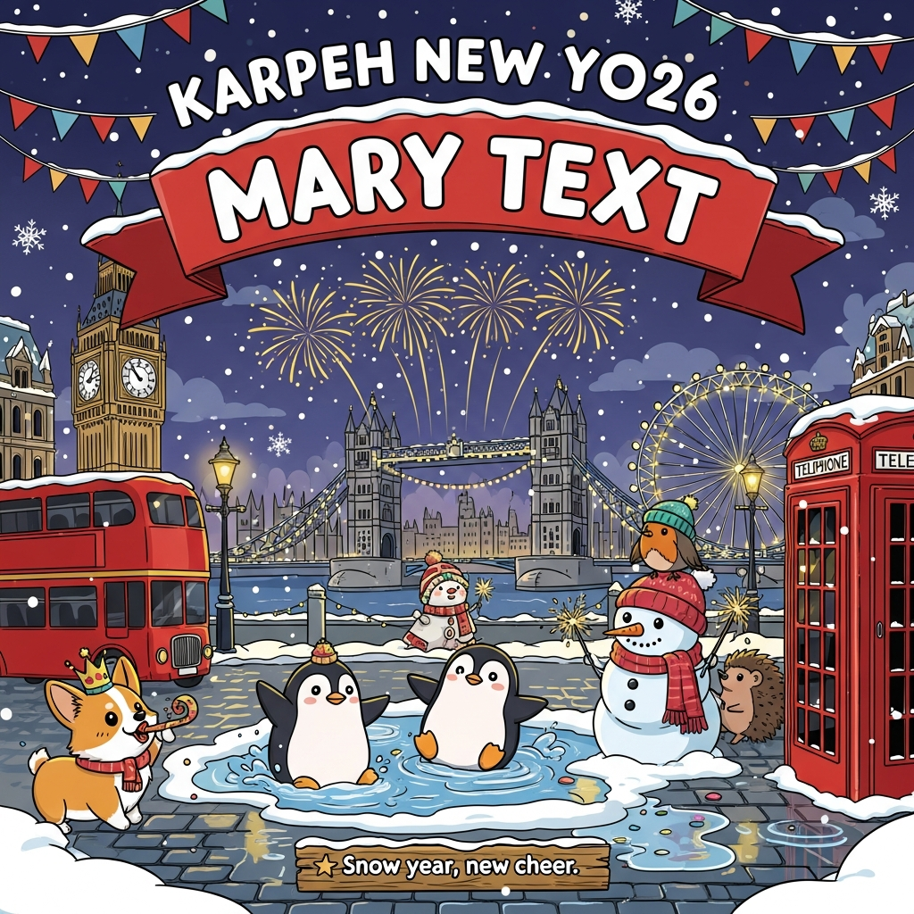 UK Landmarks New Year Cards - Silly Robot Cards