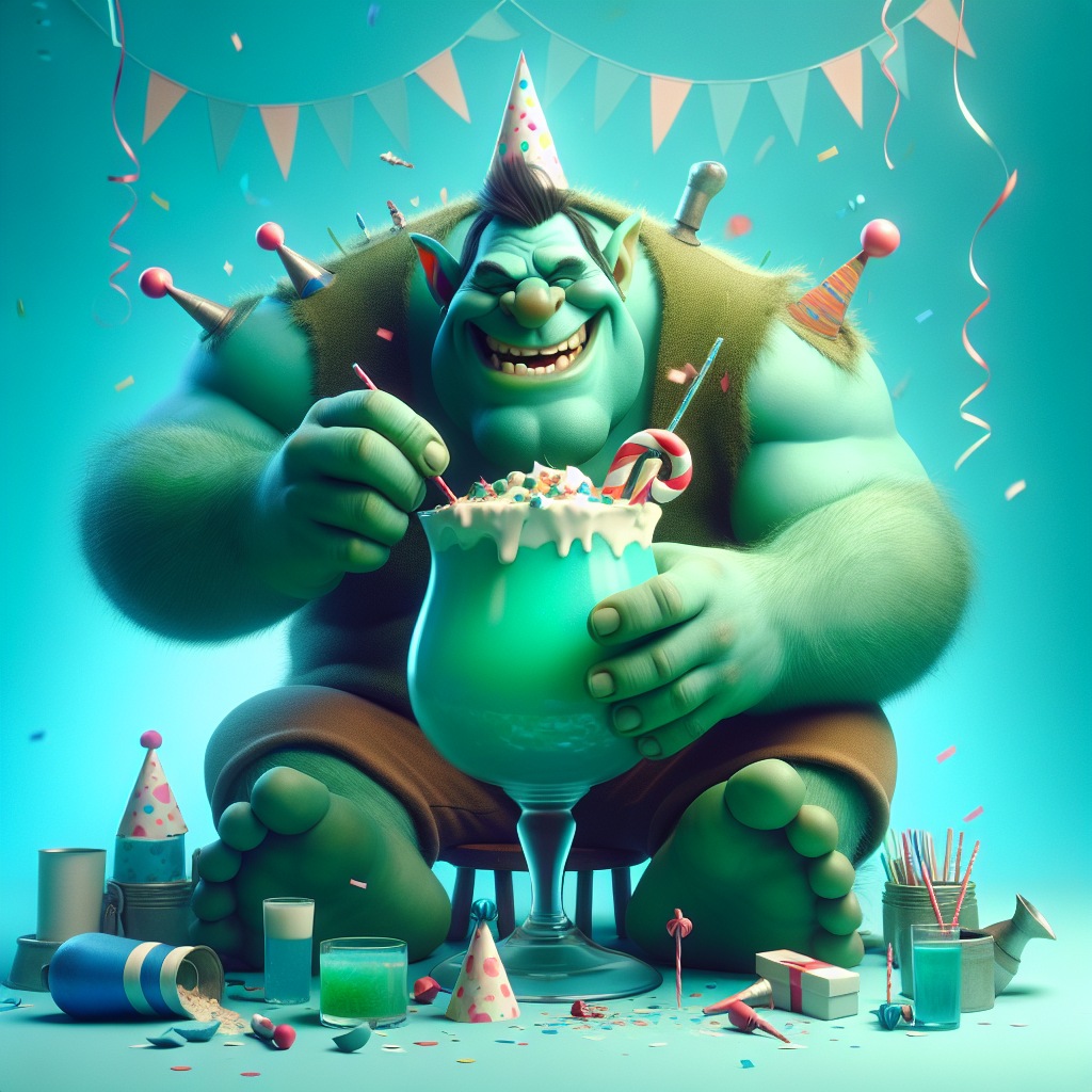 2) Birthday AI Generated Card - Turquoise shrek cocktail (b2cde)
