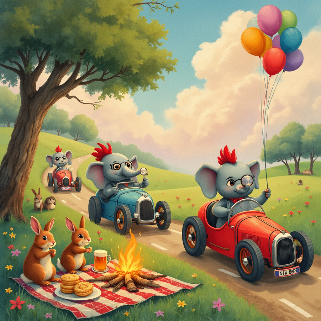 Racing Cars Birthday Cards - Silly Robot Cards