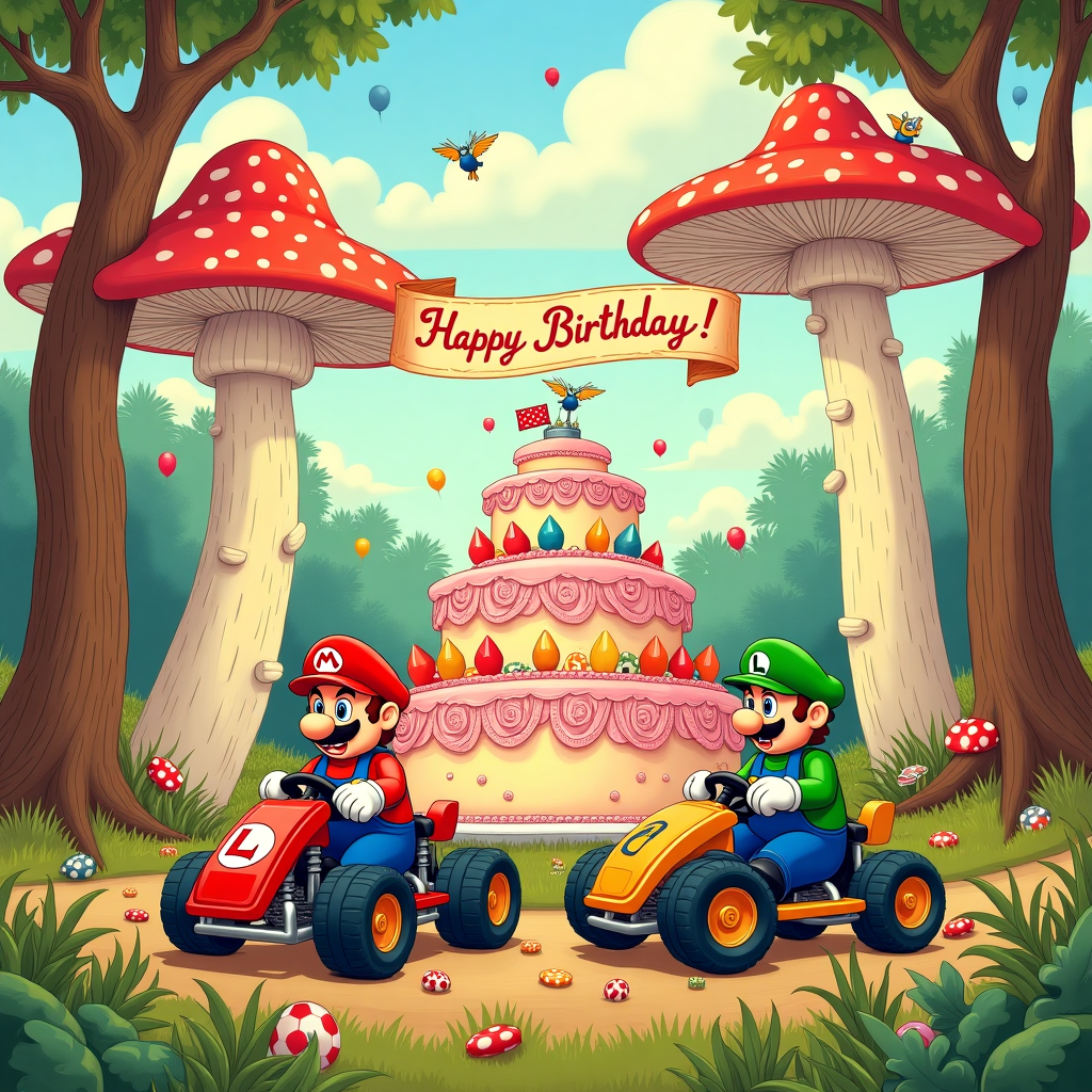 Mario Kart Birthday Cards - Silly Robot Cards