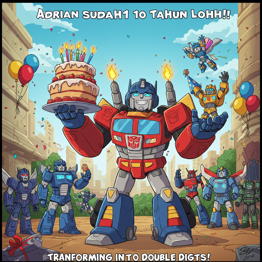 1) Birthday AI Generated Card - Transformer, and (3ce85)