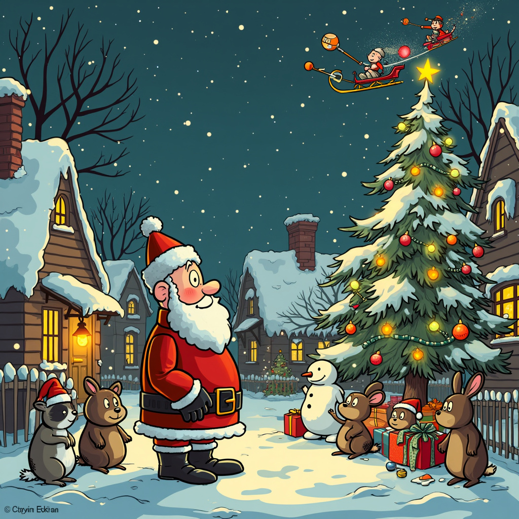 Manga and Comic Art Styles Christmas Cards - Silly Robot Cards