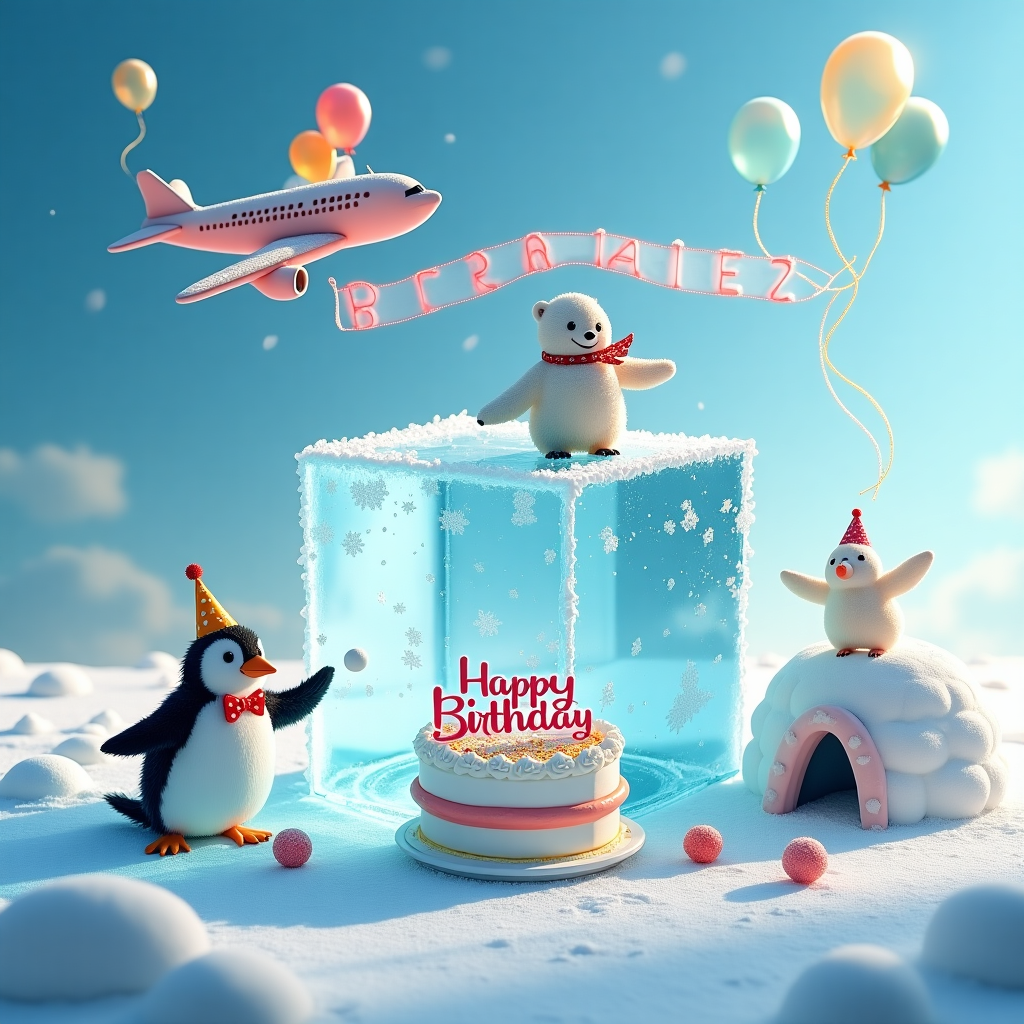 Ice Wonderland Birthday Cards - Silly Robot Cards