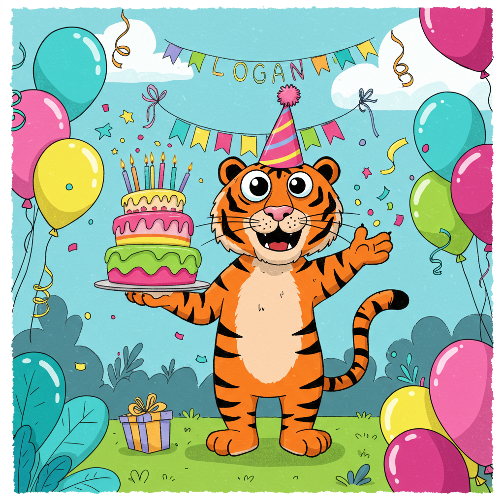 Personalized (with name 'Logan') Birthday Cards - Silly Robot Cards