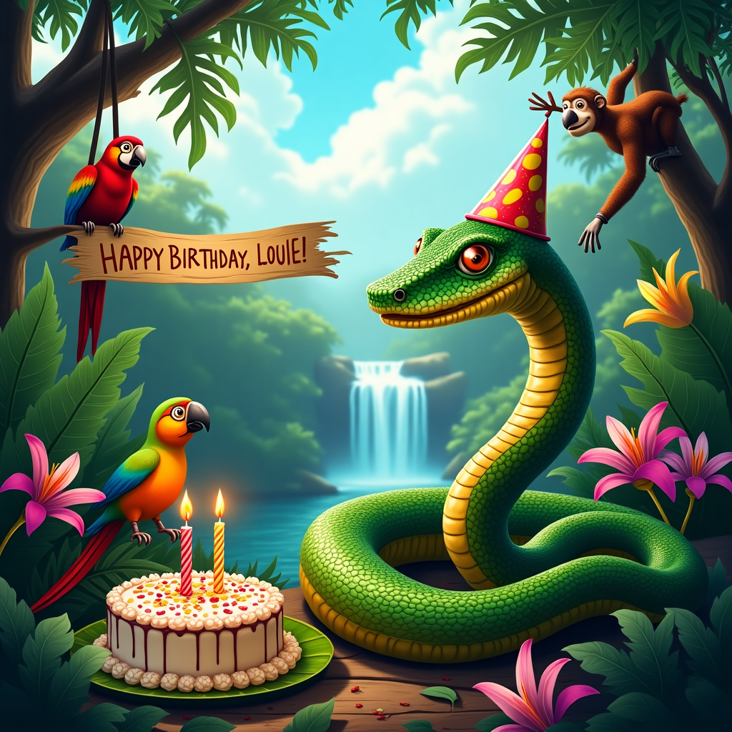 Python Snake Birthday Cards - Silly Robot Cards