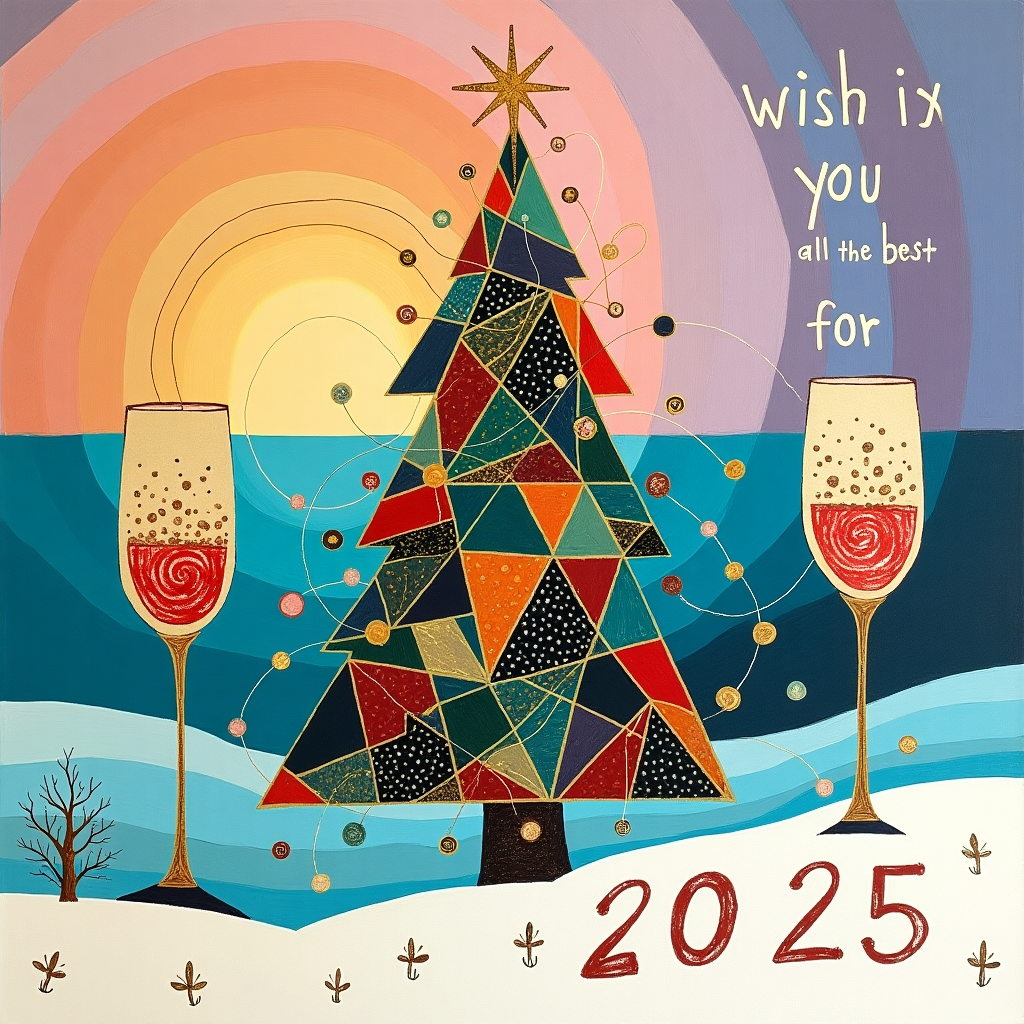 1) Christmas AI Generated Card - Christmas tree with accesories and 2 ...