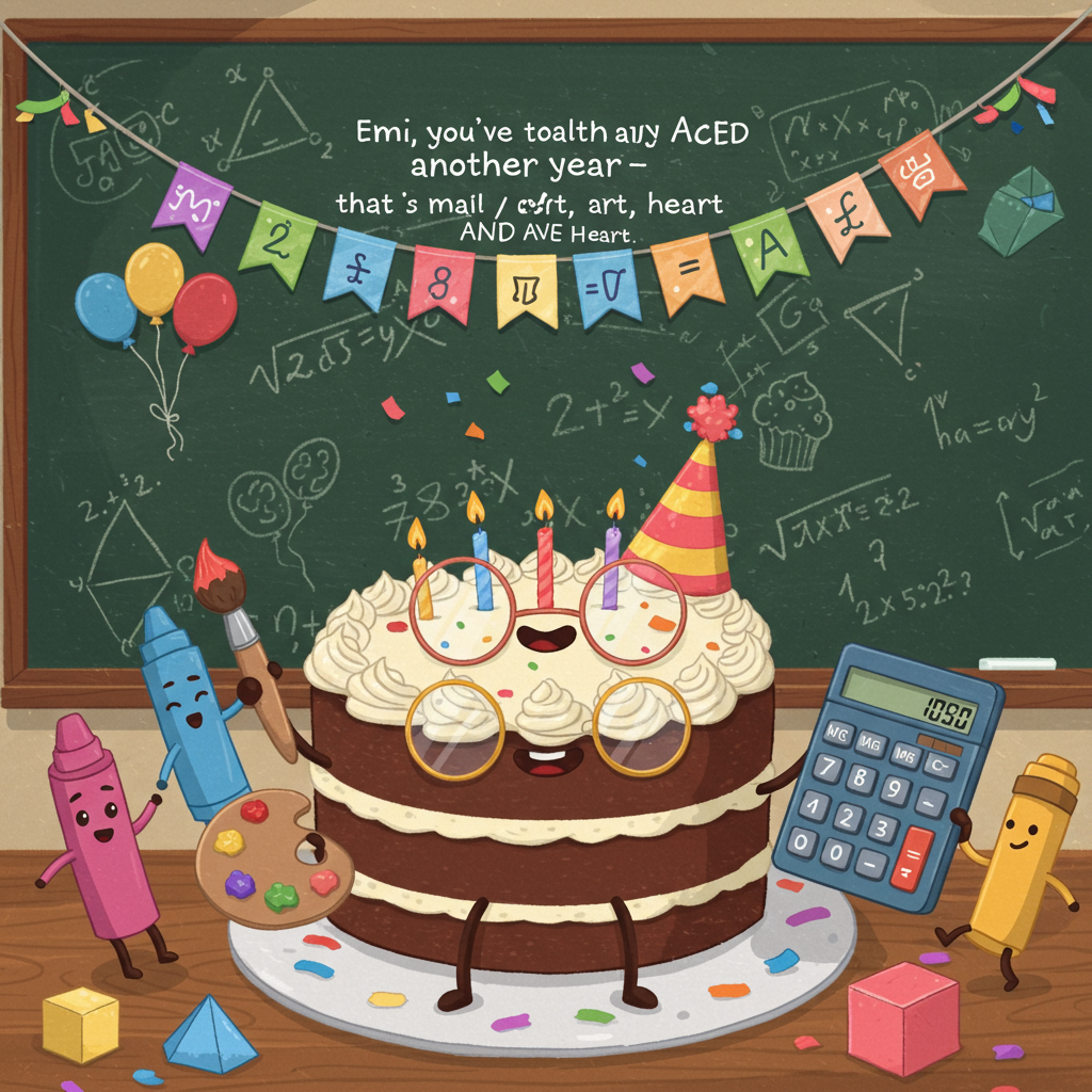 1) Birthday AI Generated Card - Drawing art math (d76f1)