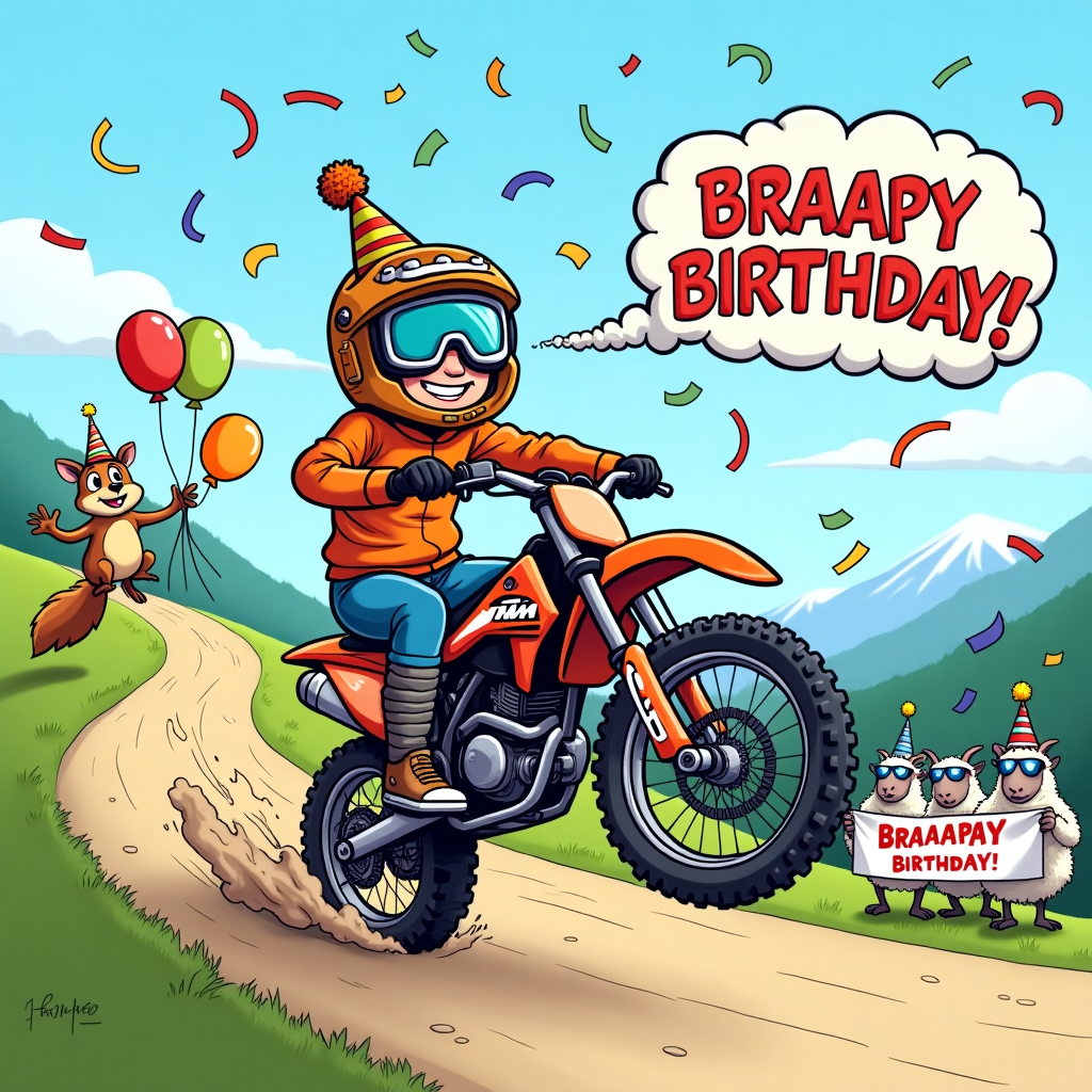 Dirt Bike Birthday Cards - Silly Robot Cards