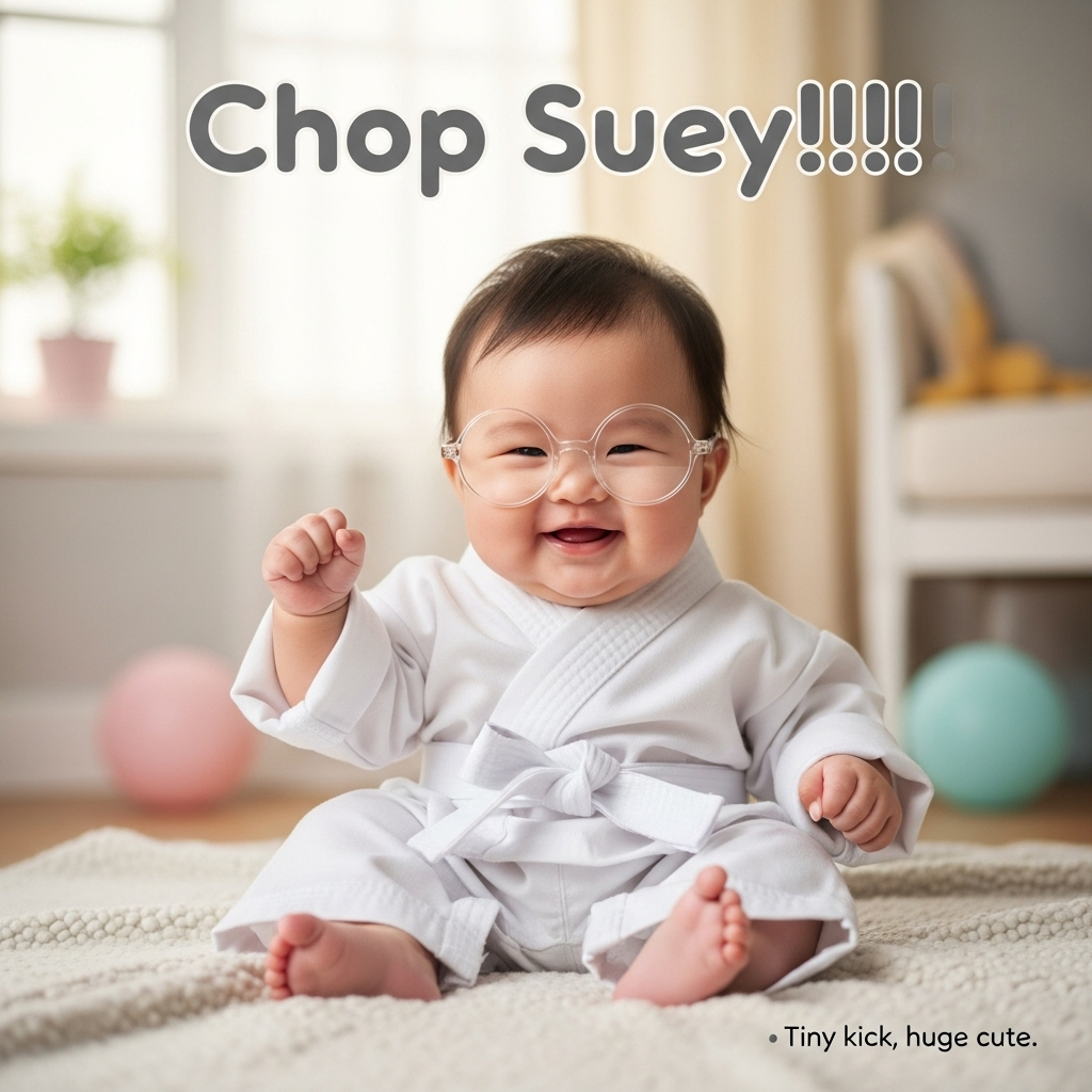 Baby in Karate Gi New Baby Cards - Silly Robot Cards