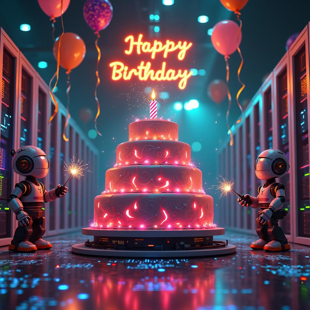Digital Fireworks Birthday Cards Ideas - Silly Robot Cards