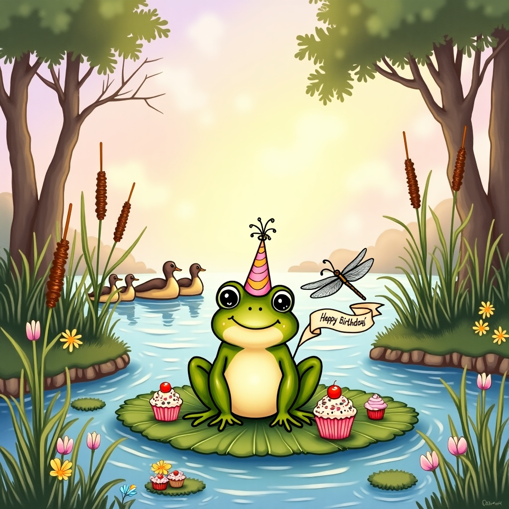 Pond Life Birthday Cards - Silly Robot Cards