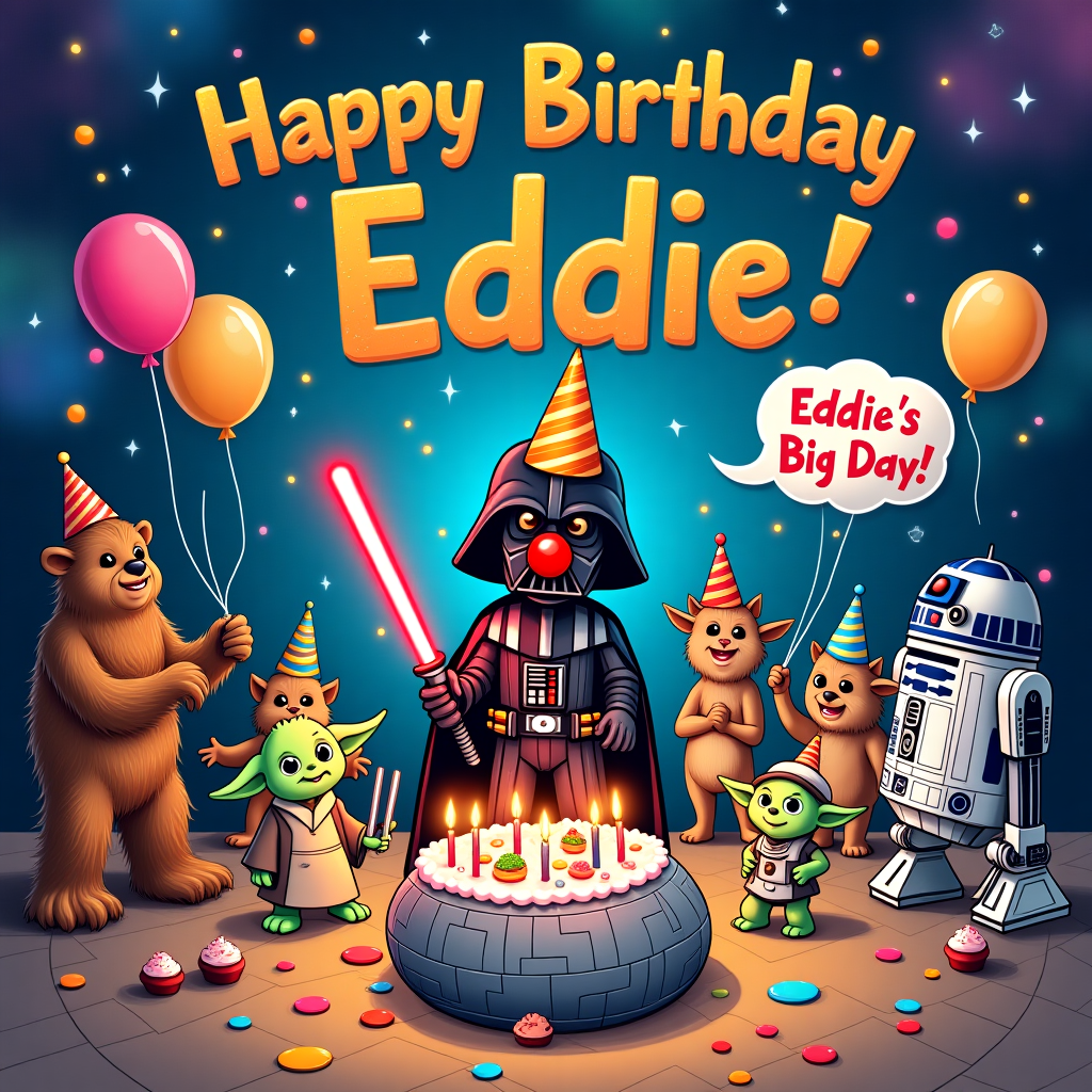 Darth Vader as Clown Birthday Cards - Silly Robot Cards