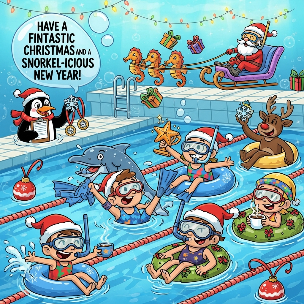 Swim Team Christmas Cards - Silly Robot Cards