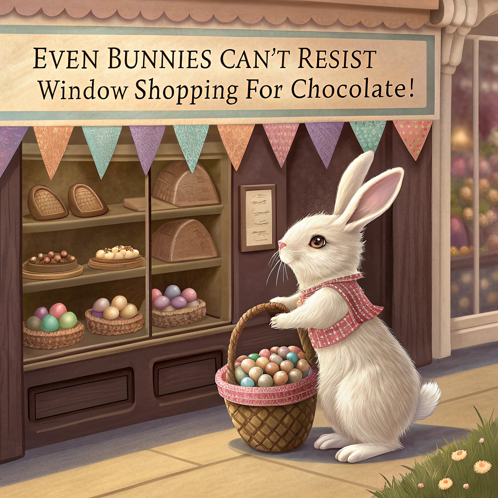 Browsing chocolate window displays Easter Cards - Silly Robot Cards