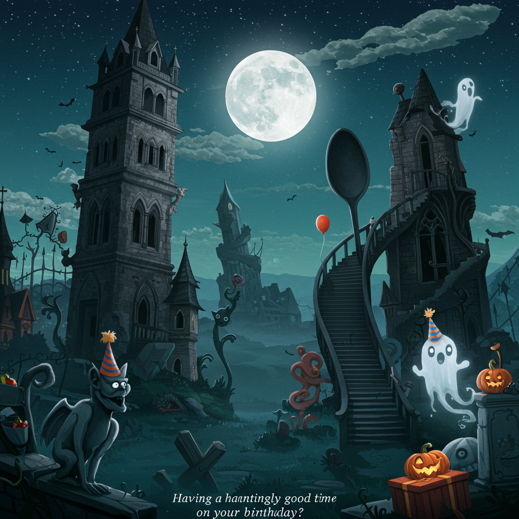 Gothic Ruins Birthday Cards - Silly Robot Cards