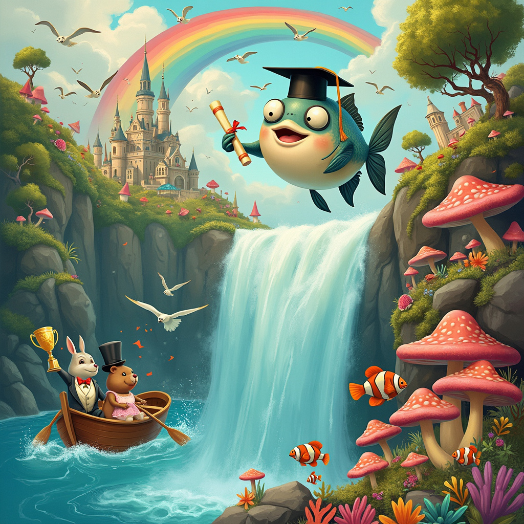 Waterfalls Congratulations Cards - Silly Robot Cards