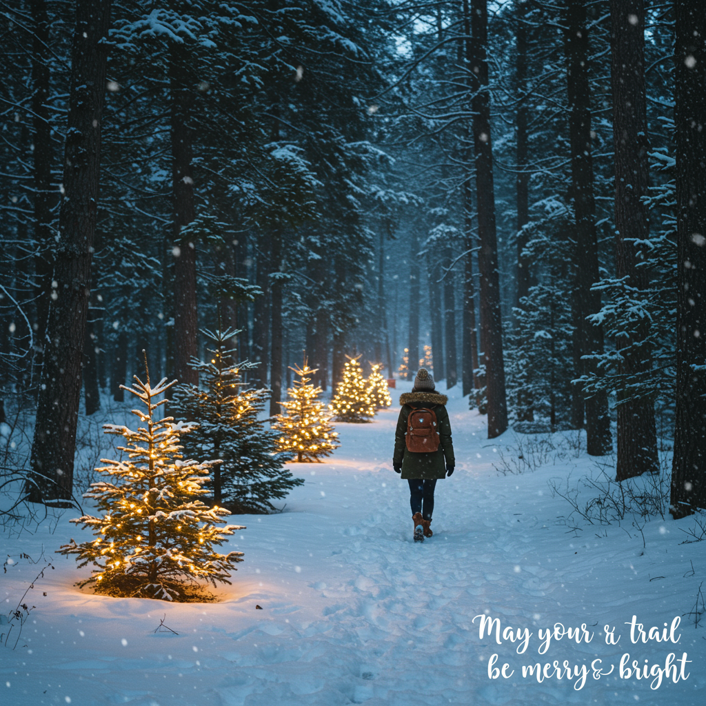 Hiking in Winter Christmas Cards - Silly Robot Cards