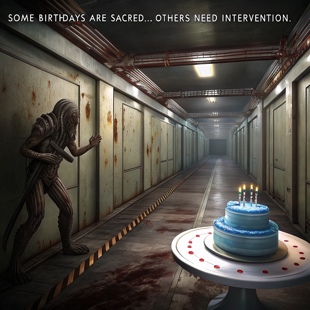 2) Birthday AI Generated Card - Deadpool, Large, scary Xenomorph ...